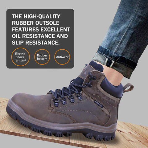Whale Men's Steel Toe Work Boots Waterproof & Oil Resistant ASTM F2413 ...